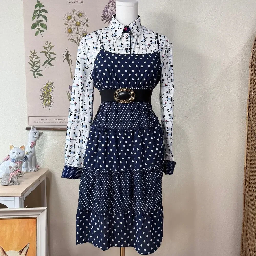 So Wear It Declare It | Dresses | Y2k Blue Polka Dot Tiered Dress ...